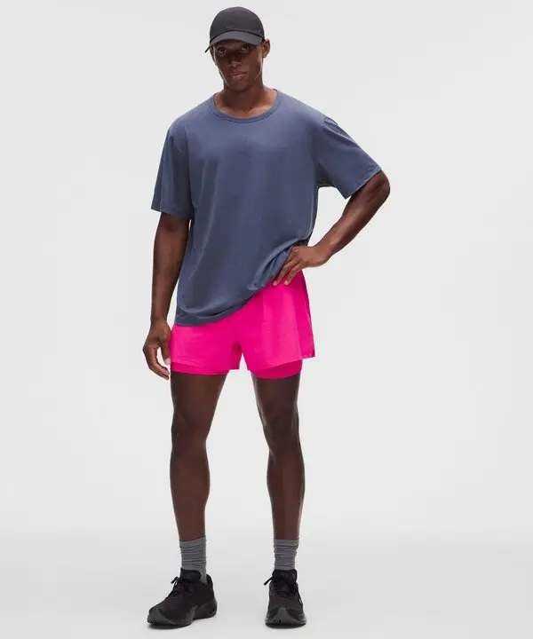 Lululemon Mile Maker Ripstop Lined Short 4 - Flamingo Fun