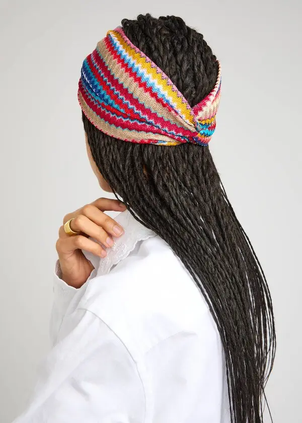 Missoni Zigzag-Intarsia Knitted Headband In Blue - 40% Off  display picture 3