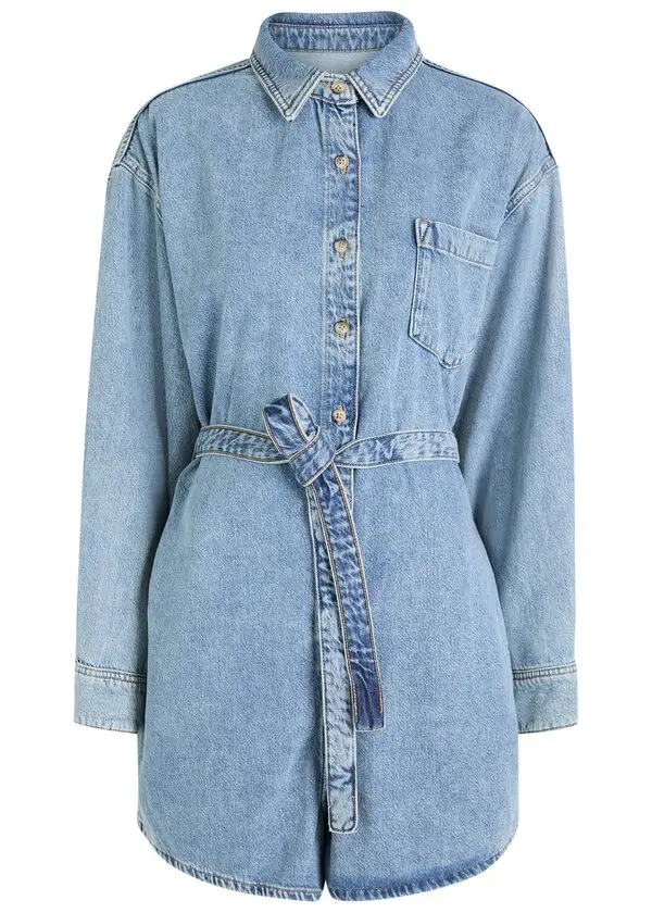 Good American Belted Denim Playsuit - Indigo