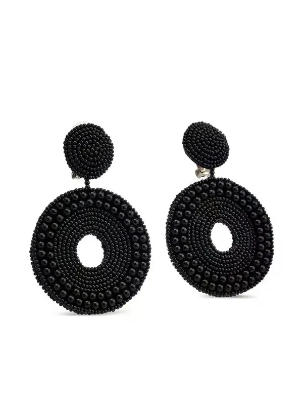 KENNETH JAY LANE Beaded Round Earrings - Black