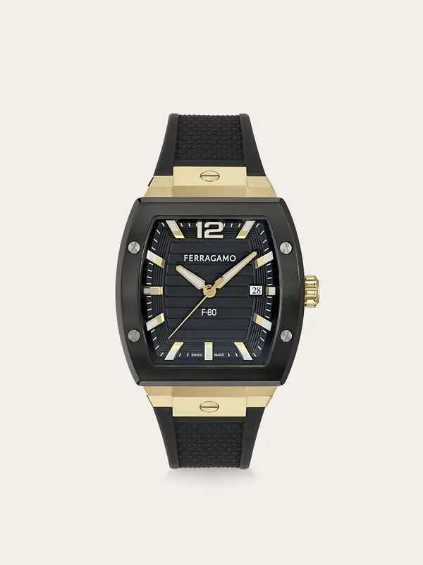 FERRAGAMO F-80 Tonneau 3h Watch - Black