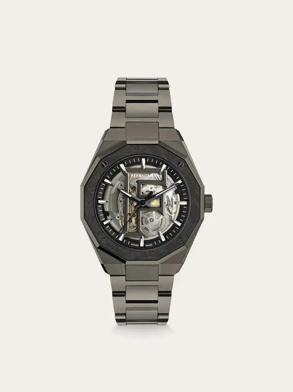 FERRAGAMO Edge Automatic Skeleton Watch - Black