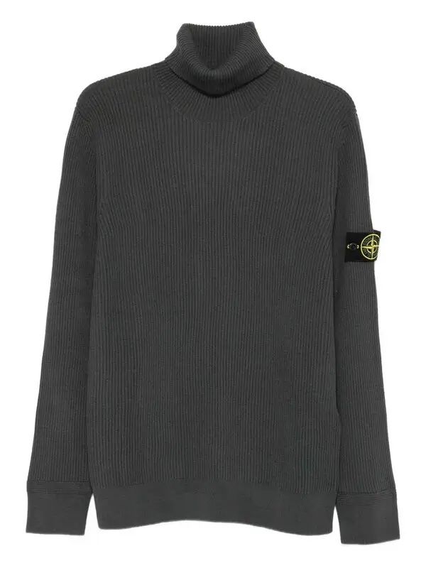 Stone Island Ribbed Turtleneck Wool Sweater
