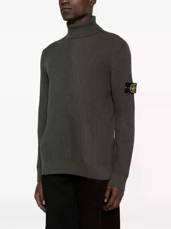 Stone Island Ribbed Turtleneck Wool Sweater