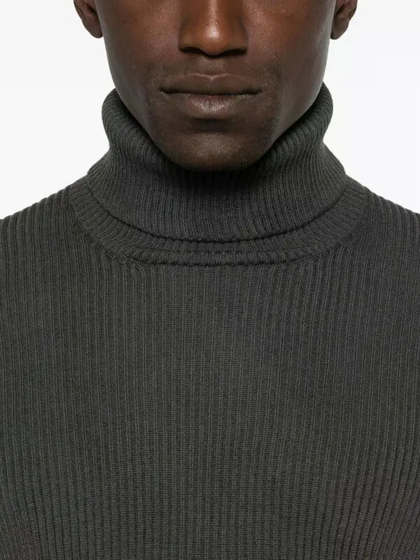 Stone Island Ribbed Turtleneck Wool Sweater