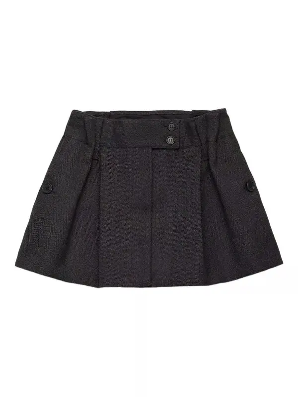 Prada Chevron-pattern Pleated Mini Skirt - Grey