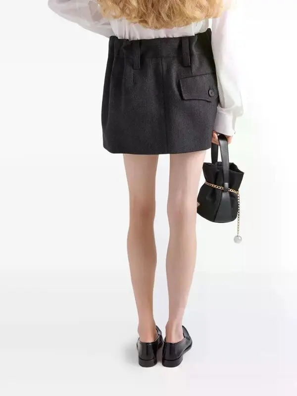 Prada Chevron-pattern Pleated Mini Skirt - Grey