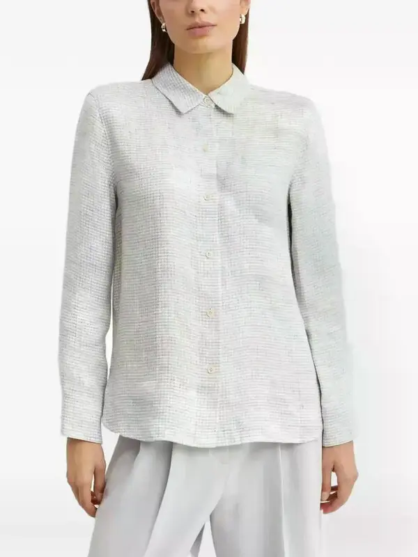 Theory Ecru Gingham Check Shirt