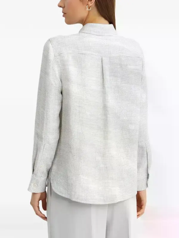 Theory Ecru Gingham Check Shirt
