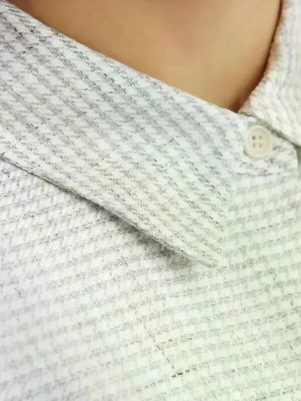 Theory Ecru Gingham Check Shirt