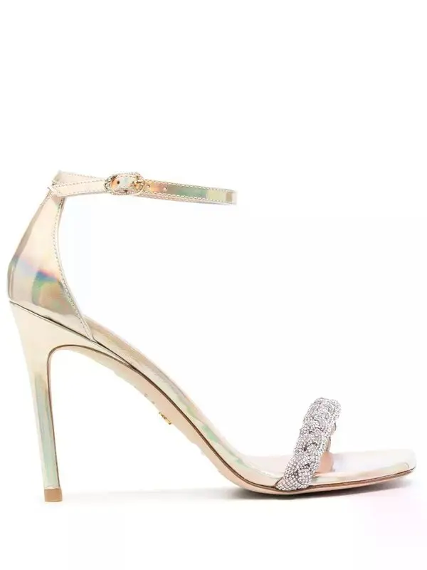 STUART WEITZMAN Crystal-embellished Iridescent Sandals