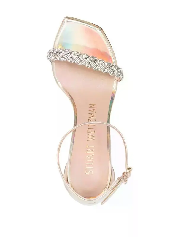 STUART WEITZMAN Crystal-embellished Iridescent Sandals