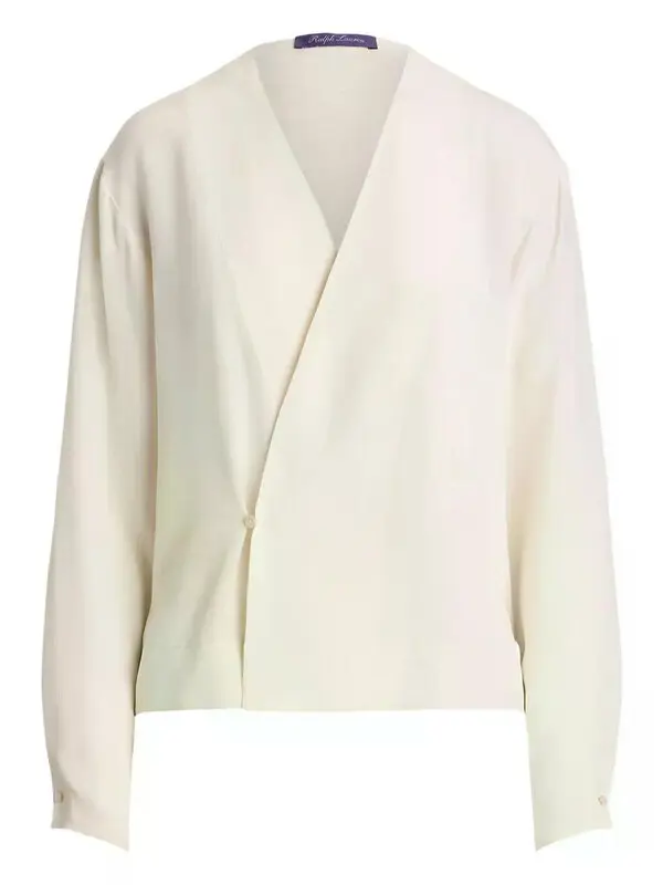 Ralph Lauren Cream Wrap-front Long-sleeve Top
