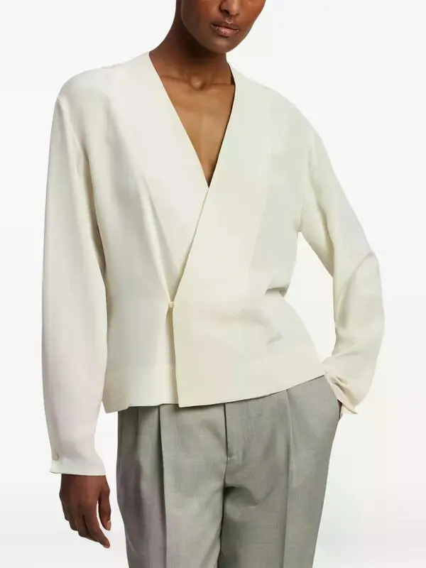 Ralph Lauren Cream Wrap-front Long-sleeve Top