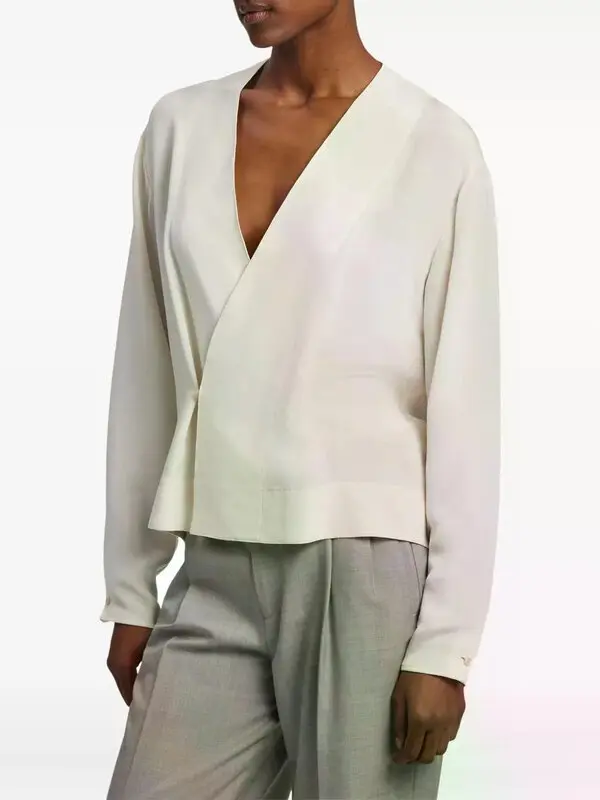 Ralph Lauren Cream Wrap-front Long-sleeve Top