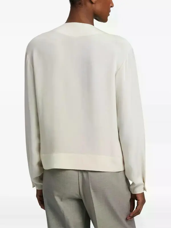 Ralph Lauren Cream Wrap-front Long-sleeve Top