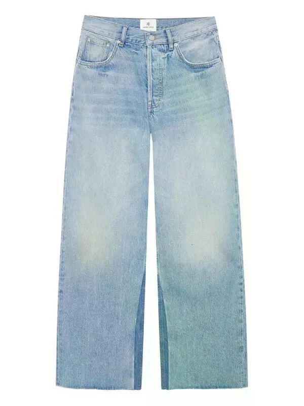 ANINE BING Manon Frayed-hem Jeans - Blue