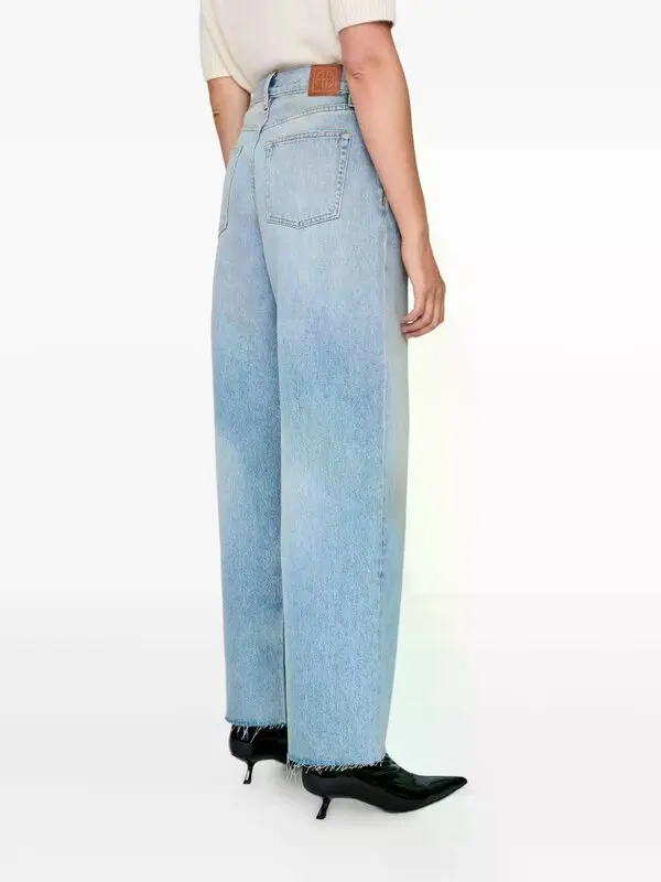 ANINE BING Manon Frayed-hem Jeans - Blue