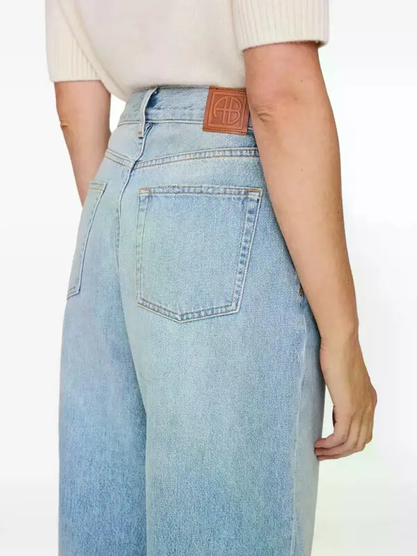 ANINE BING Manon Frayed-hem Jeans - Blue