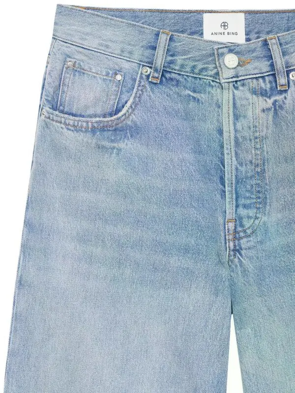 ANINE BING Manon Frayed-hem Jeans - Blue