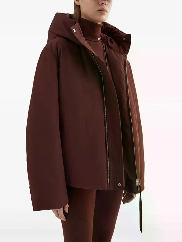 JIL SANDER Zip-up Hooded Jacket - Brown