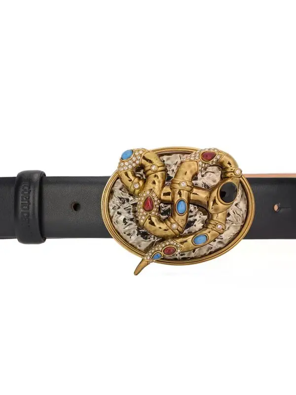 Roberto Cavalli Snake Buckle Leather Belt
