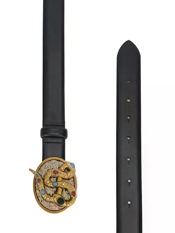 Roberto Cavalli Snake Buckle Leather Belt