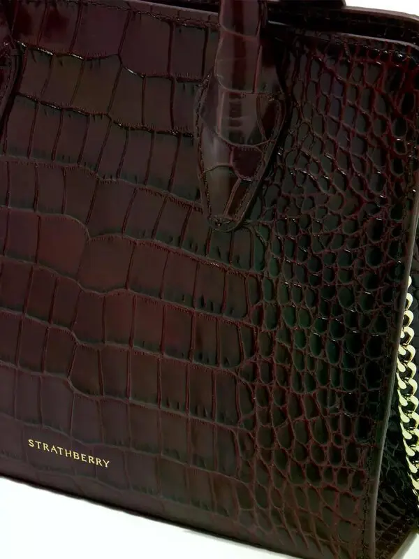 Strathberry Small Crocodile-embossed Top-handle Tote - Red