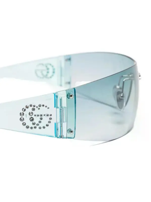 Gucci Crystal-embellished Shield Sunglasses