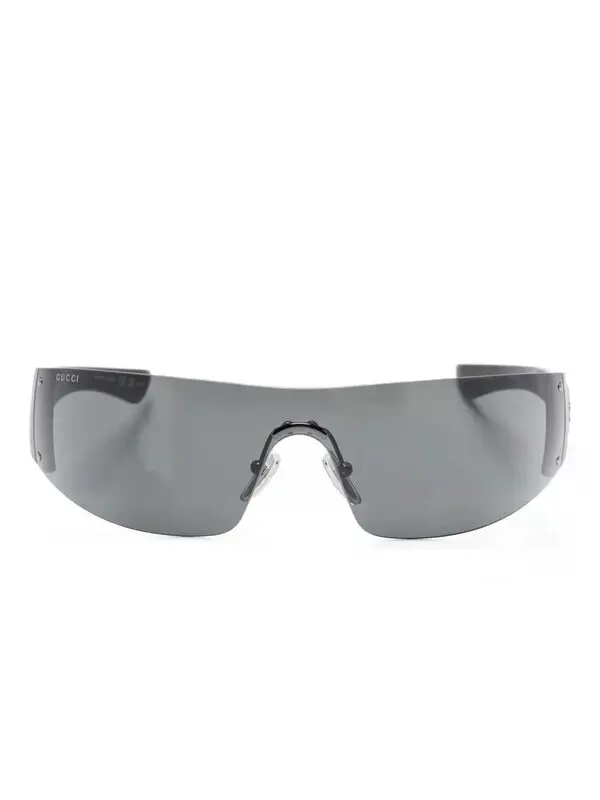 Gucci Crystal-embellished Shield Sunglasses - Black