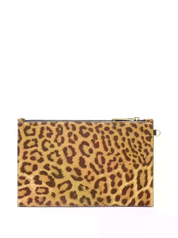 Roberto Cavalli Leopard Print Zip-top Clutch - Brown