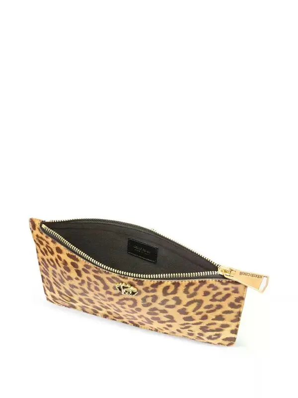 Roberto Cavalli Leopard Print Zip-top Clutch - Brown