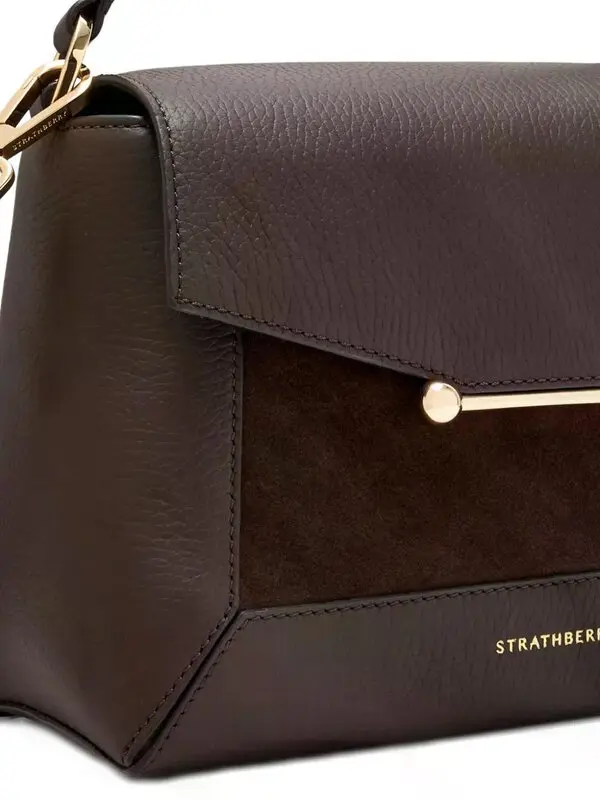 Strathberry Small Mosaic Leather Suede Tote Bag - Brown
