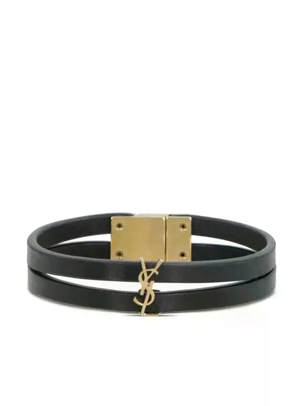 Saint Laurent Cassandre Double-strand Bracelet - Black