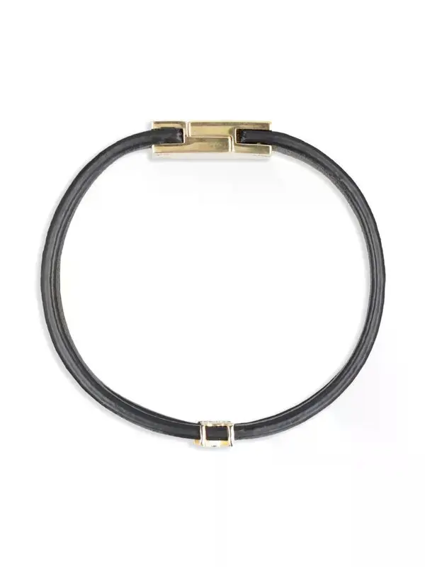 Saint Laurent Cassandre Double-strand Leather Bracelet