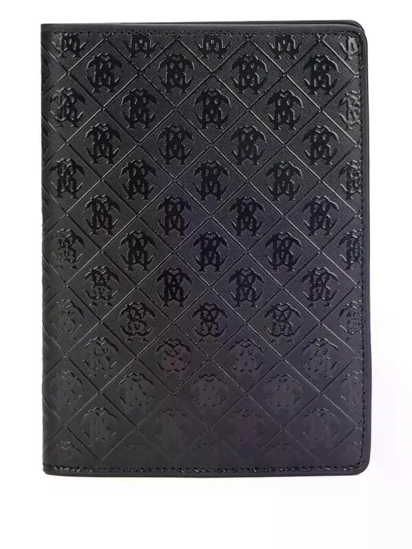 Roberto Cavalli Mirror Snake Monogram-embossed Leather Wallet - Black