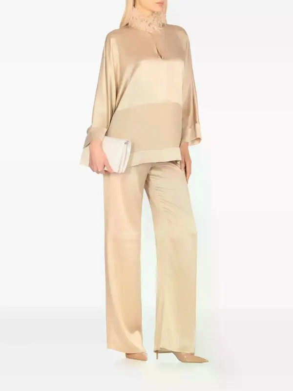 Antonelli Firenze Feather-trimmed V-neck Top