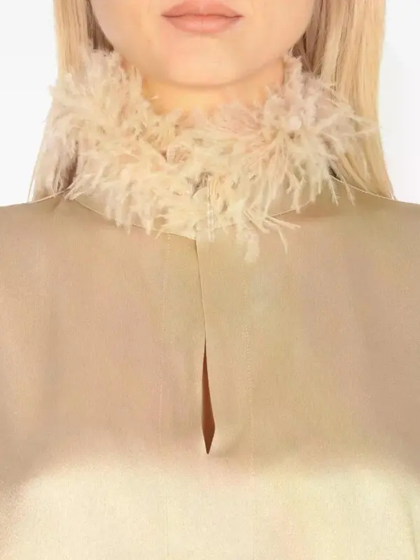 Antonelli Firenze Feather-trimmed V-neck Top