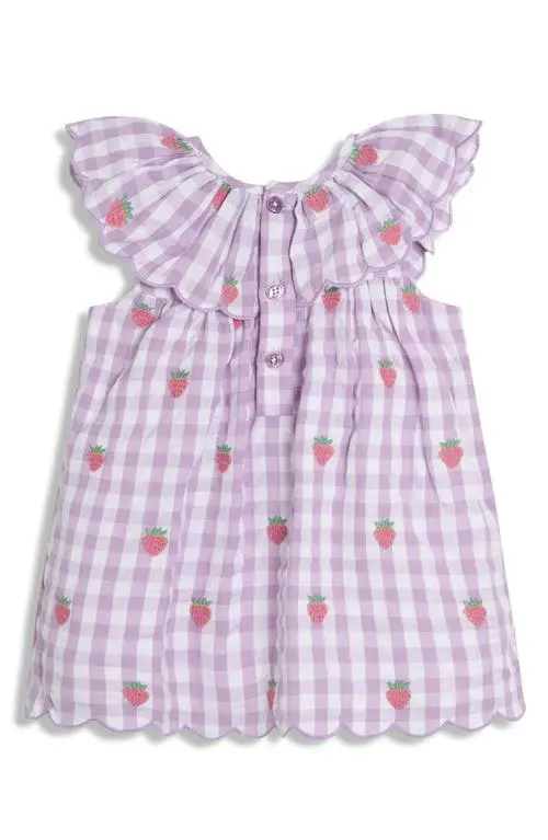 Jojo Maman Bebe Strawberry Embroidered Dress With Bloomers Lilac