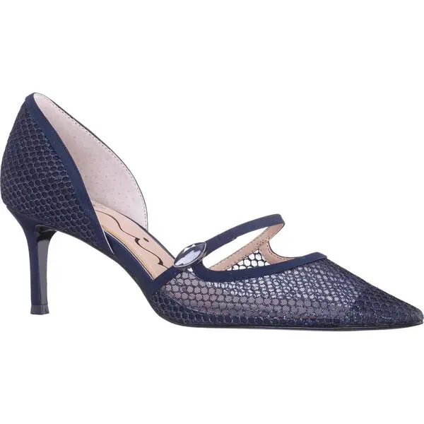Nina Nashly Pointed Toe Cap-toe Mary Jane Pumps - Navy
