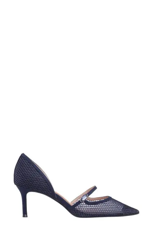 Nina Nashly Pointed Toe Cap-toe Mary Jane Pumps - Navy