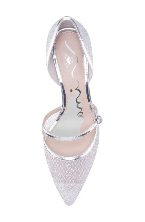 Nina Nashly Pointed Toe Cap-toe Mary Jane Pumps - Silver