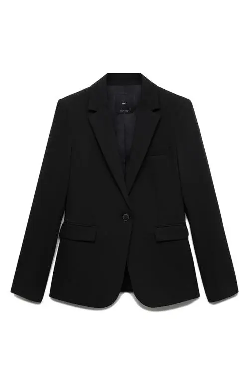 Mango Fitted Suit Jacket - Black