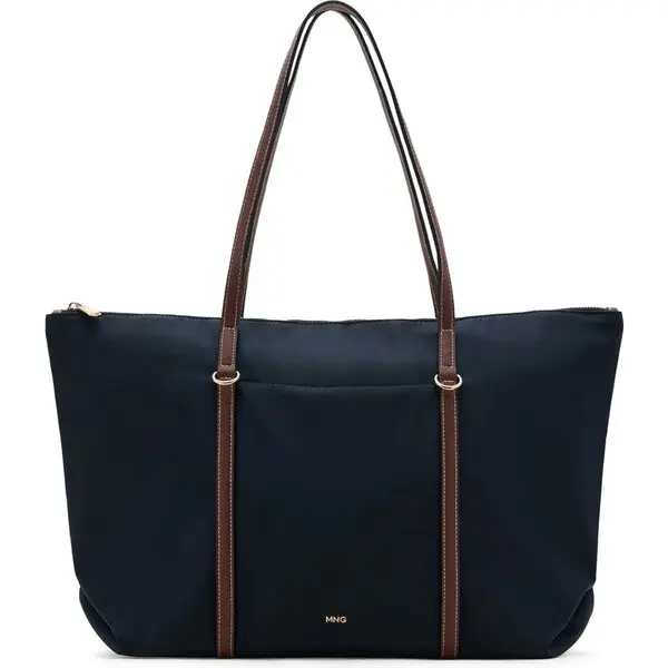 Mango Nylon Shopper Bag - Navy