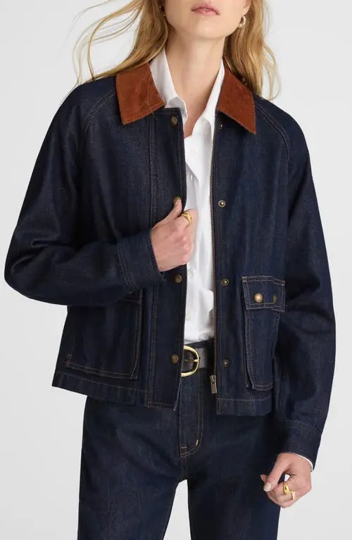 Madewell Corduroy Collar Denim Barn Jacket - Rinse Wash