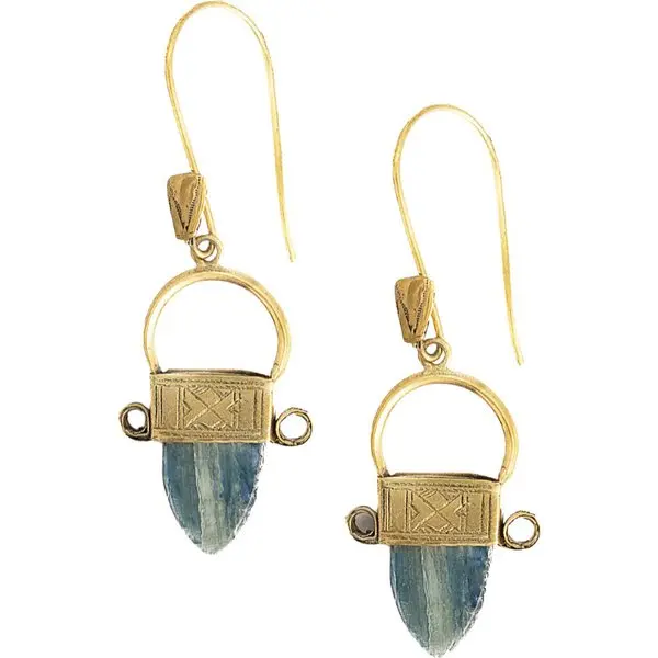 KAPOETA BY AMBICA Tuareg Kyanite Earrings - Gold Plated