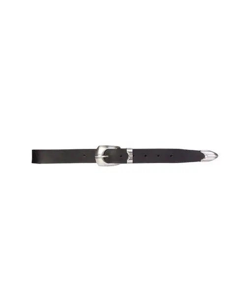 BLACK SUEDE STUDIO Neve Belt - Black Leather/silver