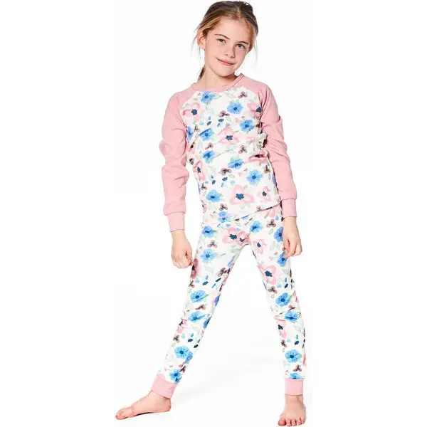 DEUX PAR DEUX Organic Cotton Two-piece Pajamas - Off-white Flower Print
