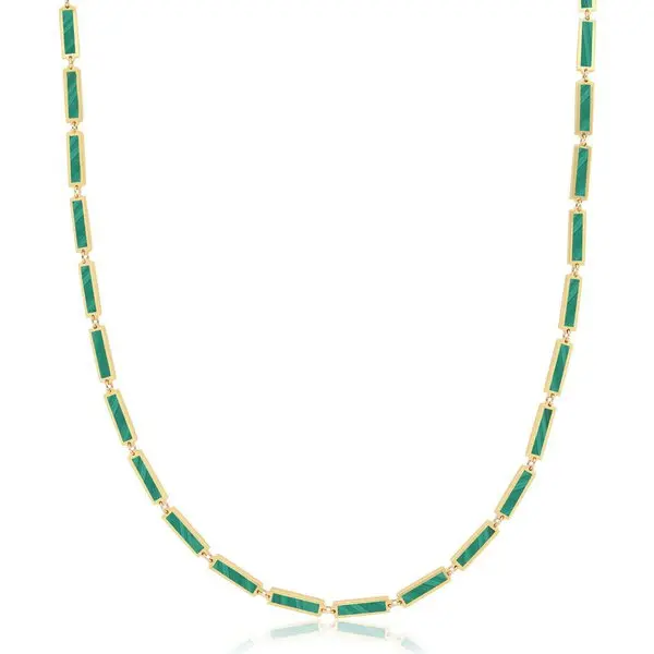 THE LOVERY Bar Chain Necklace - Malachite