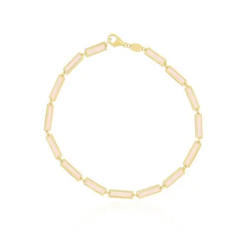 THE LOVERY FINE JEWELRY 14k Yellow Gold Bracelet With Bars - Pink Pearl